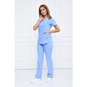 Personalized Embroidered Baby Blue Color Scrub for Medical Professional ...