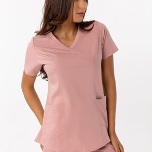 Comfortable Powder Color Scrub Set, Nurse Uniform, Elasticated Doctor ...