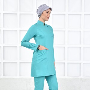Scrub Top Only, Turquoise Dental Hygienist Uniform, Scrub Dress, Nurse ...