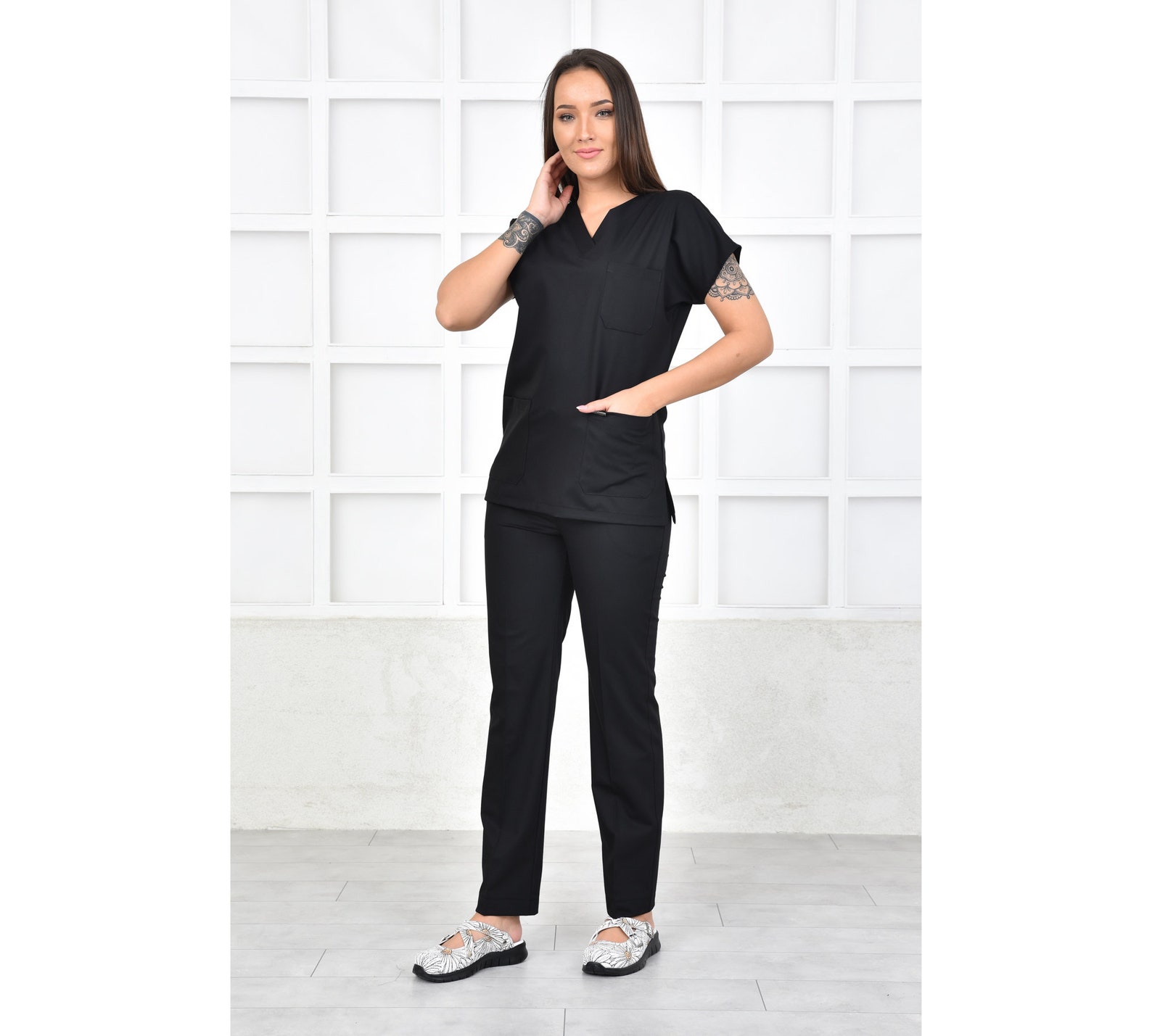 Nurse Scrubs Top Only, Personalized Customizable Embroidered Women's ...