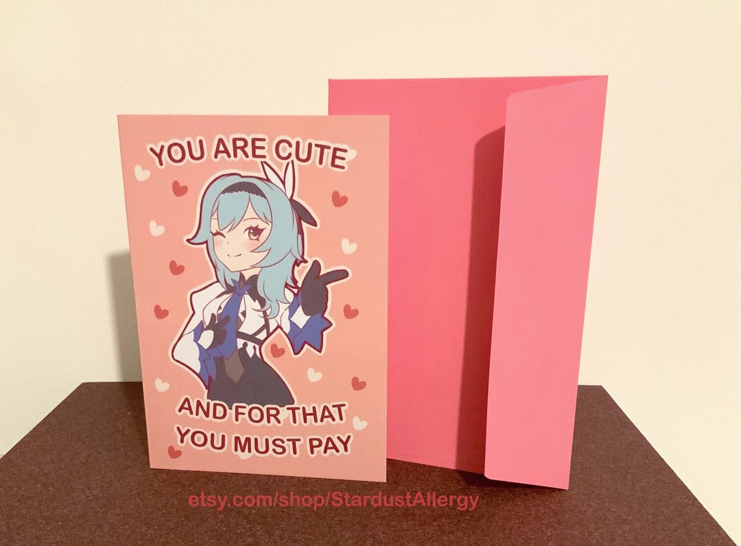 Eula Valentine's Day Card / Genshin Impact Greeting Card / Love Card ...