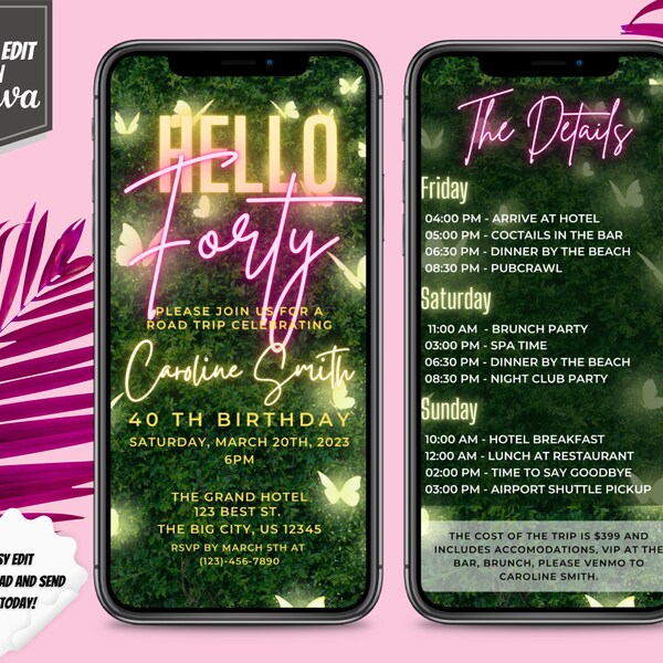 40th Birthday Weekend Itinerary - Etsy