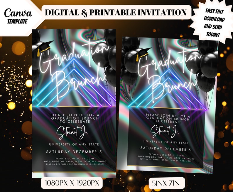 Graduation Brunch Celebration- Digital and Printable Invitation- Easy ...
