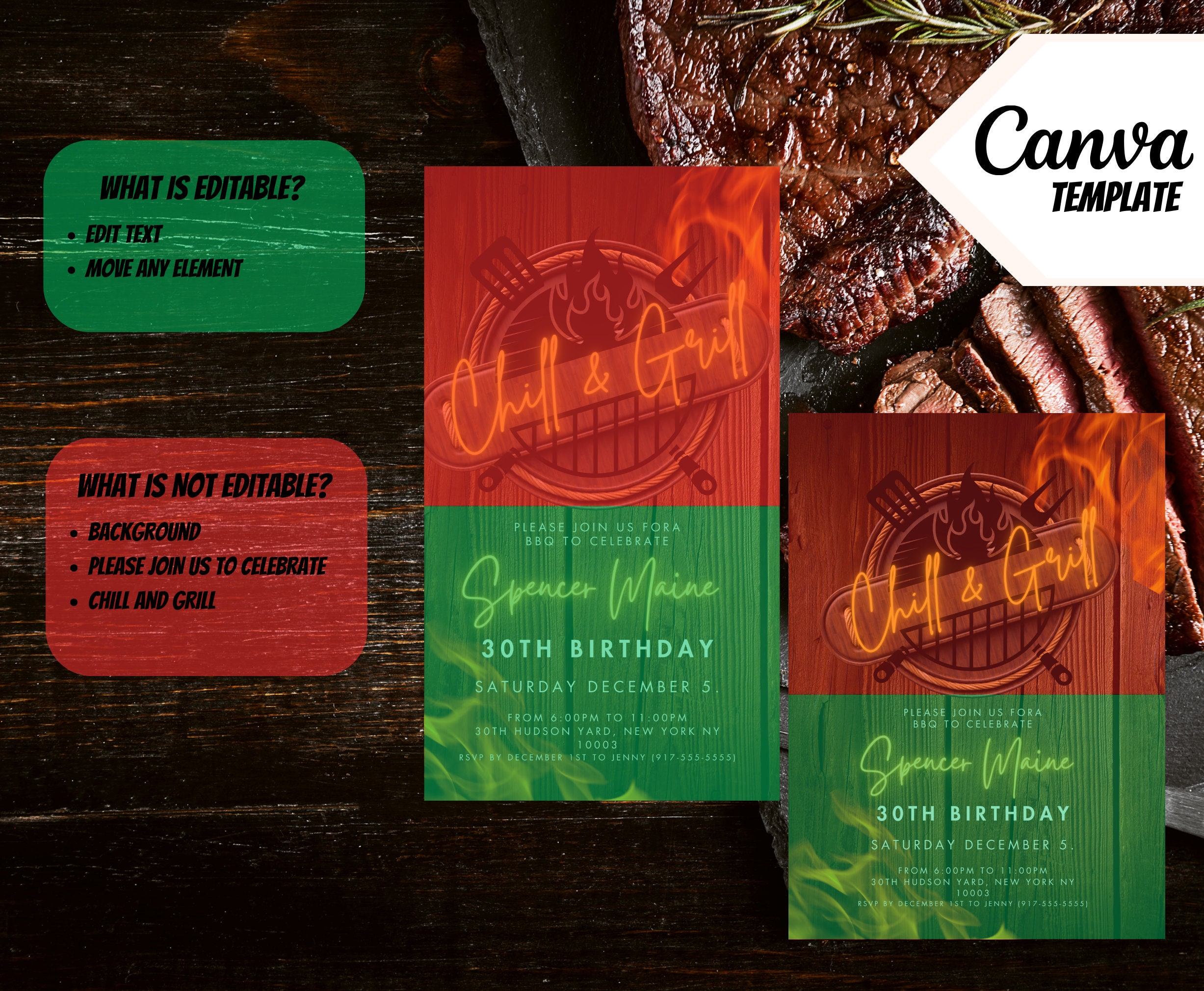 Chill & Grill Invitation- Printable Invitation and Digital Invitation ...