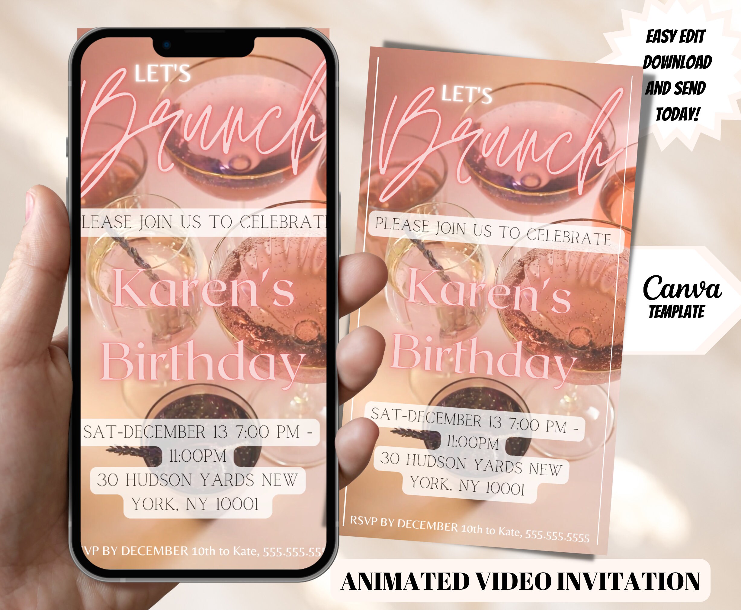 Brunch Invitation Template create Invitation Online digital Etsy Brunch Invitation Template create Invitation Online digital Etsy