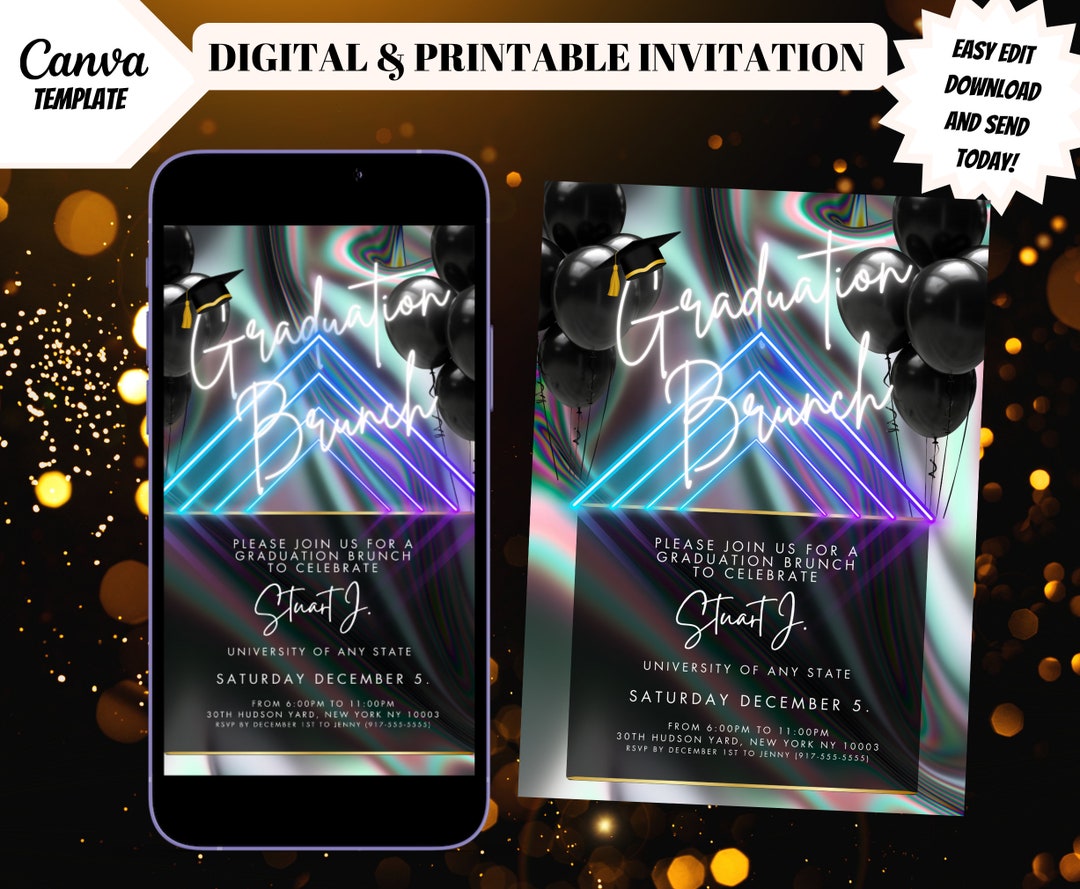 Graduation Brunch Invitation – Digital Phone Template (canva) - Etsy