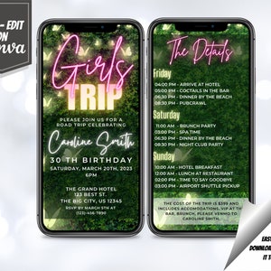 Editable Girls Trip Birthday Itinerary Template - Digital Greenery ...