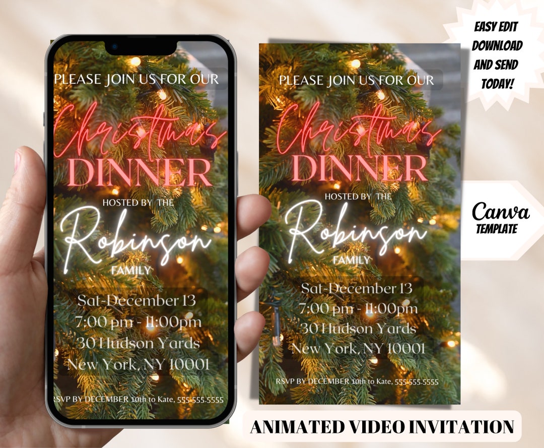 Christmas Invite- Digital Download - Christmas Party Card- Instant ...