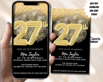 27th Birthday Party Invitation - Etsy UK