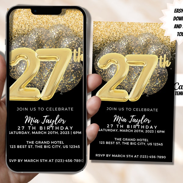 27th Birthday Party Invitation - Etsy