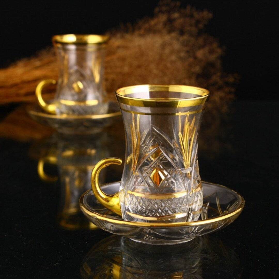 Turkish Tea Set Handcraft 24ct. Golden Gilt Tea Set 12 Part - Etsy