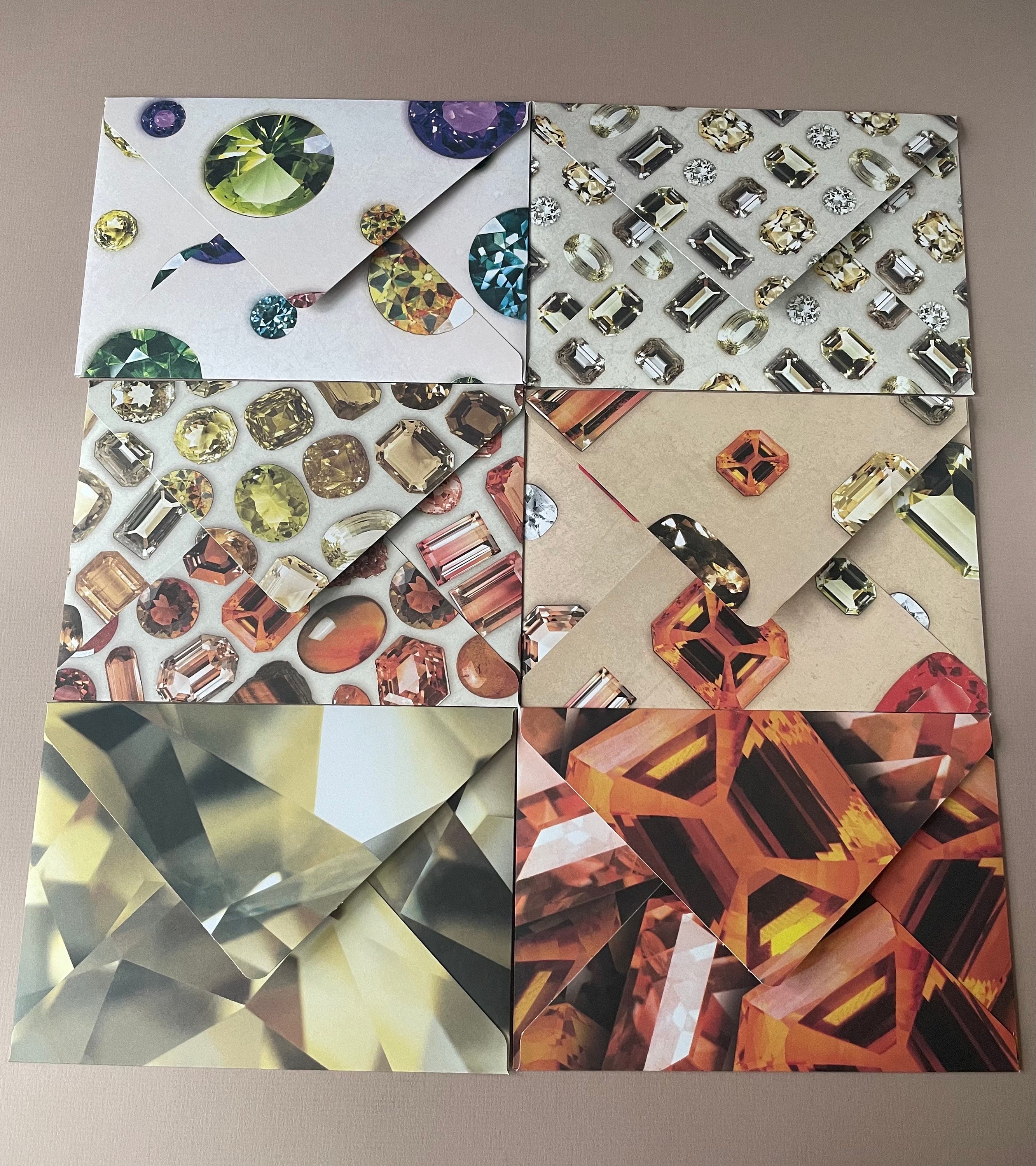 Gold Envelopes Golden Brown Gemstone Design With Glitter Sealing ...