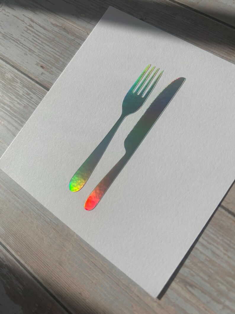 Cutlery Sticker - Holographic Vinyl Decal - Custom Colour & Size - Etsy