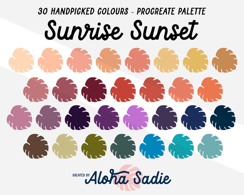 Procreate Colour Palette - Sunrise Sunset - iPad Art, Lettering ...