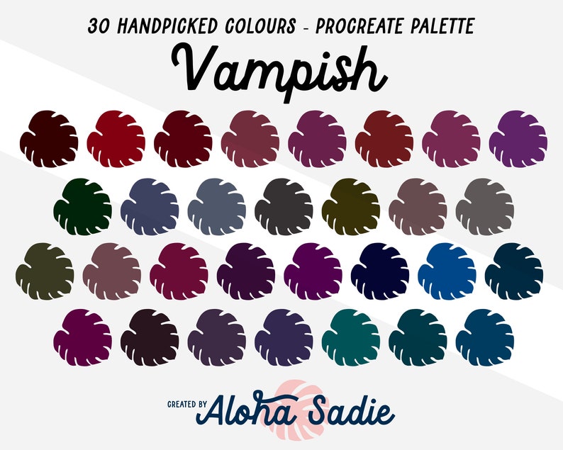 Procreate Colour Palette - Vampish - for iPad Art, Lettering ...