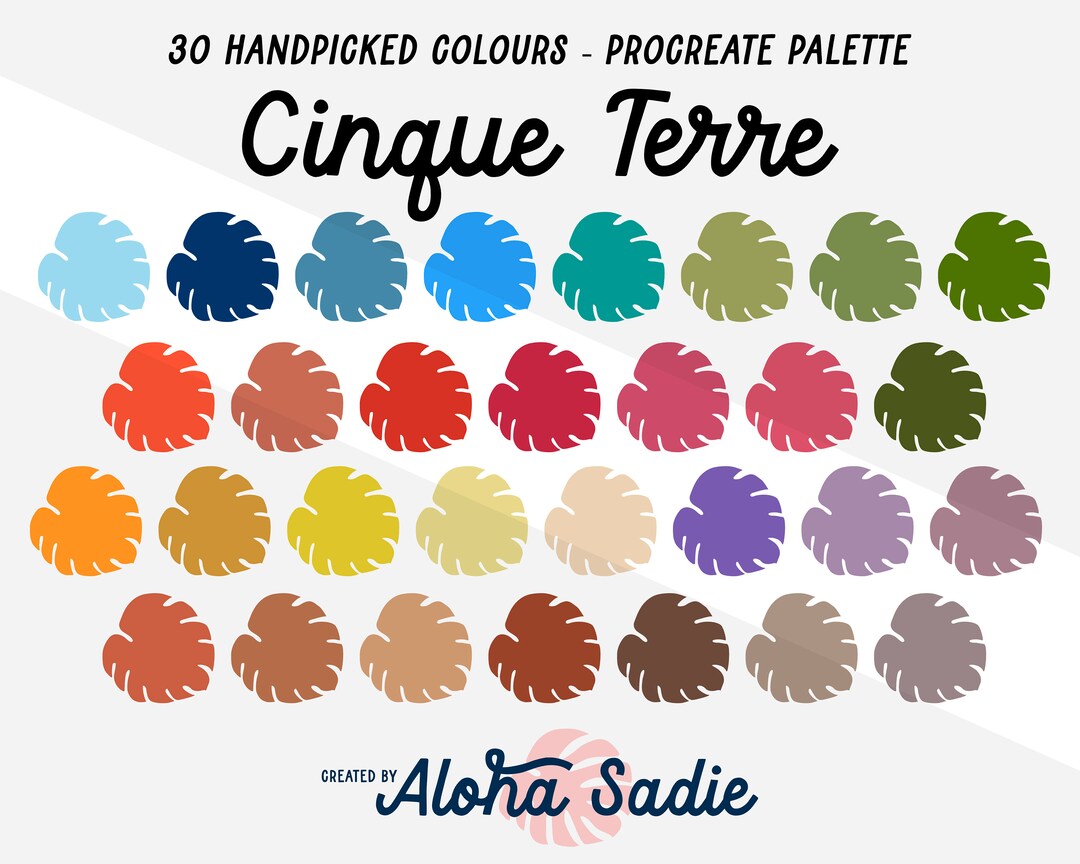 Procreate Colour Palette - Cinque Terre - for iPad Art, Lettering ...