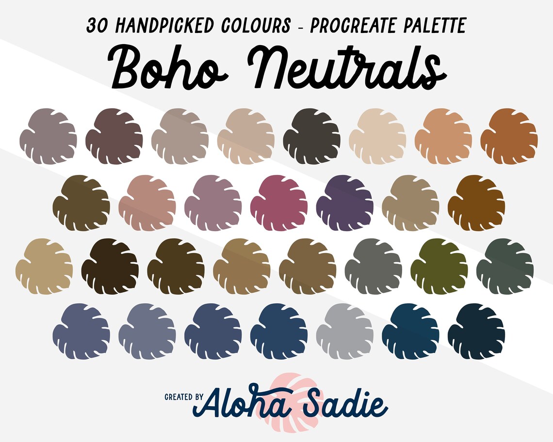 Procreate Colour Palette - Boho Neutrals - for iPad Art, Lettering ...