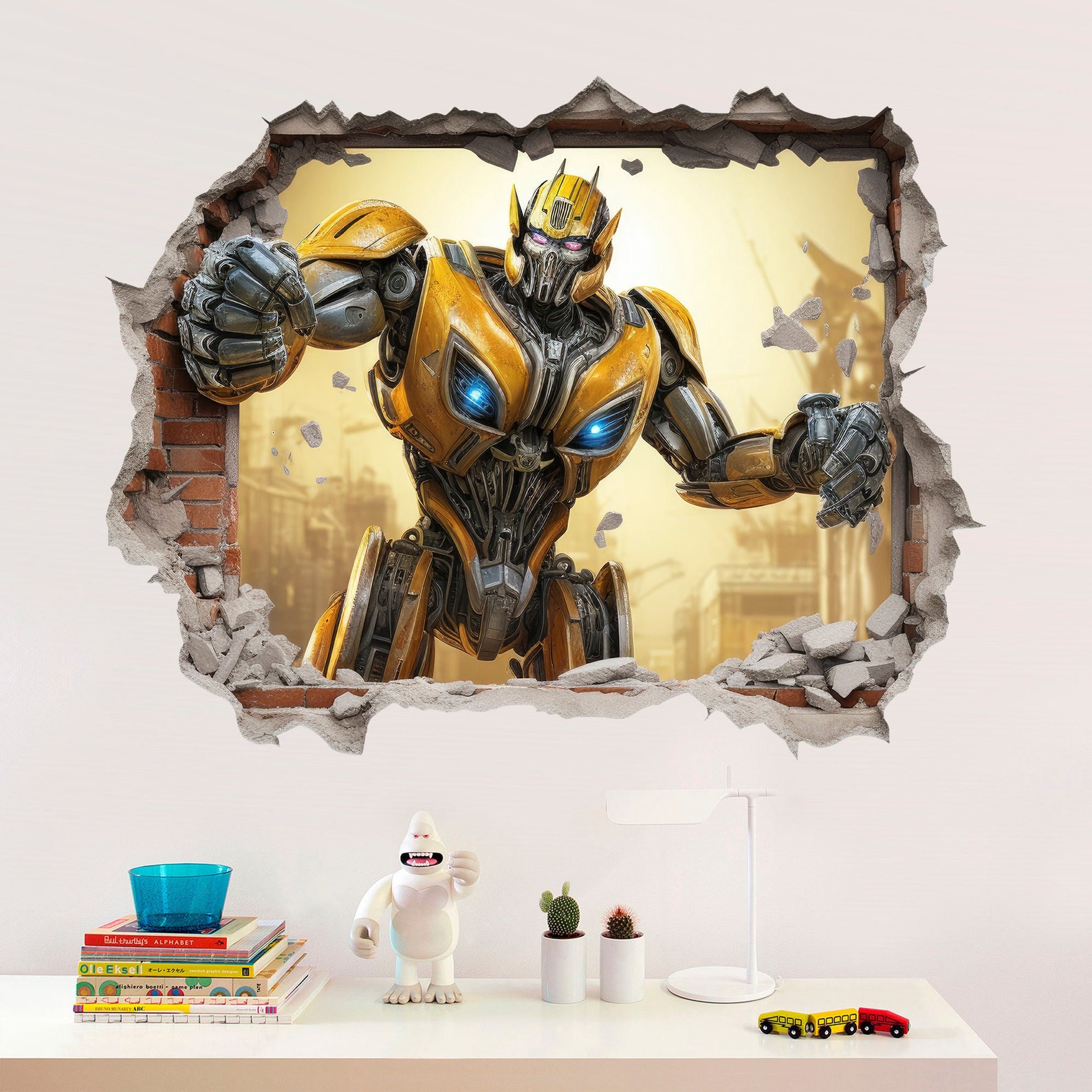 Transformer Wall Sticker, Machine Wall Decal, Peel and Stick, Robot ...