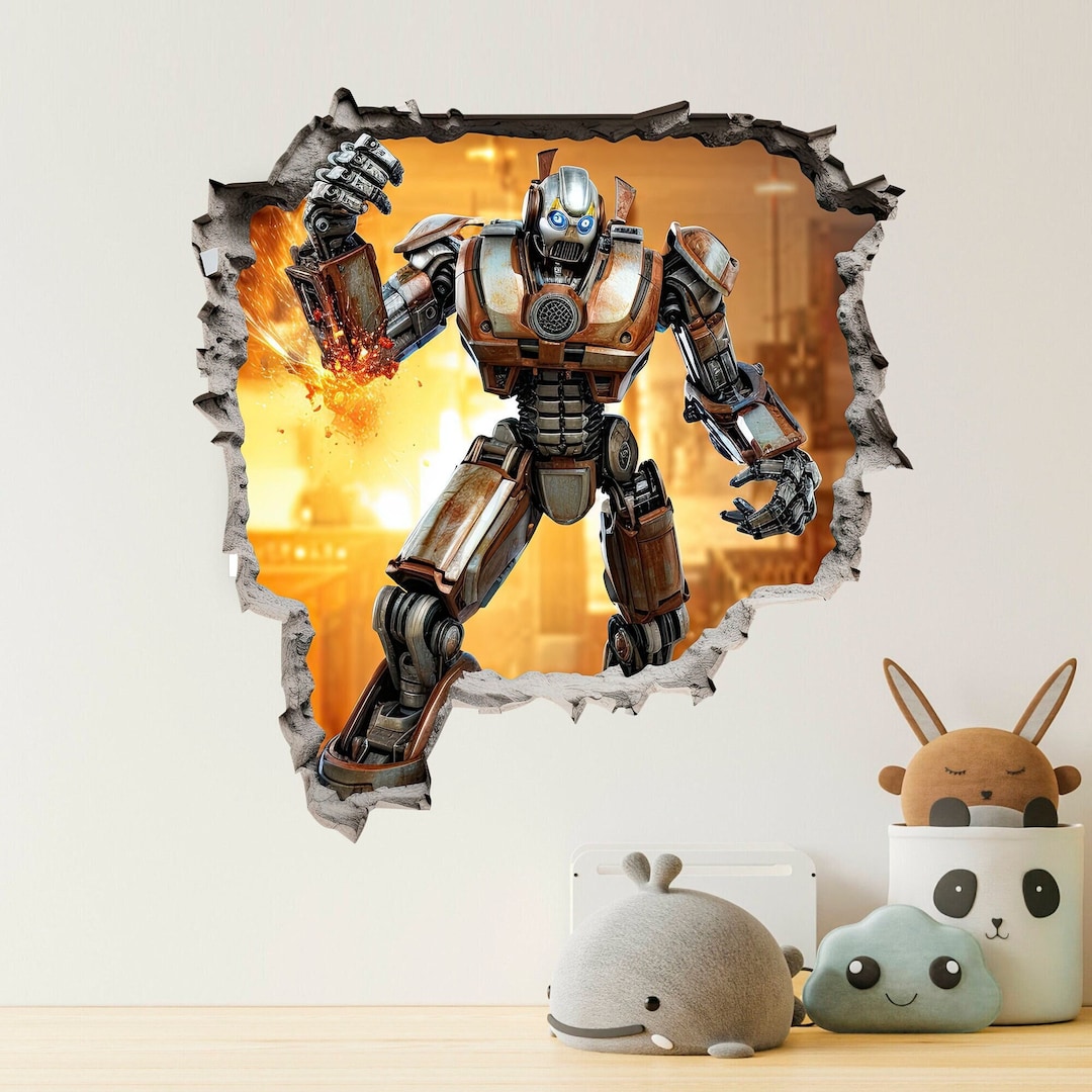 Robot Wall Sticker, Machine Wall Decal, Peel and Stick, Wall Tattoo ...