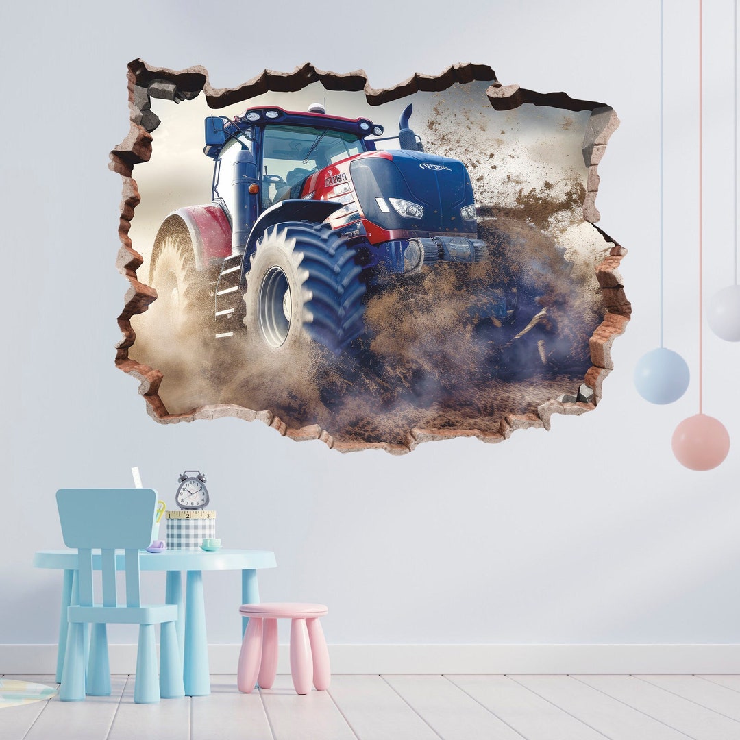 Tractor Wall Sticker, Agricultural Machinery Wall Decal, Transport ...