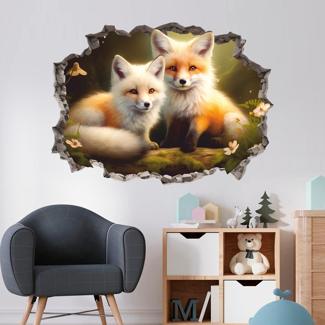 Foxes Wall Sticker, Red Fox Wall Decal, Peel and Stick, Wall Tattoo ...