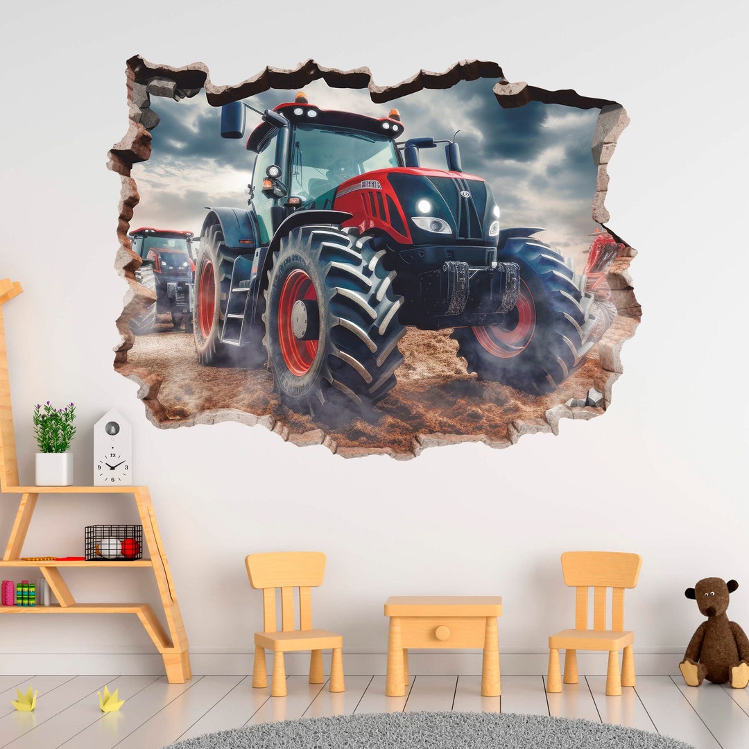 Tractor Wall Sticker, Agricultural Machinery Wall Decal, Transport ...