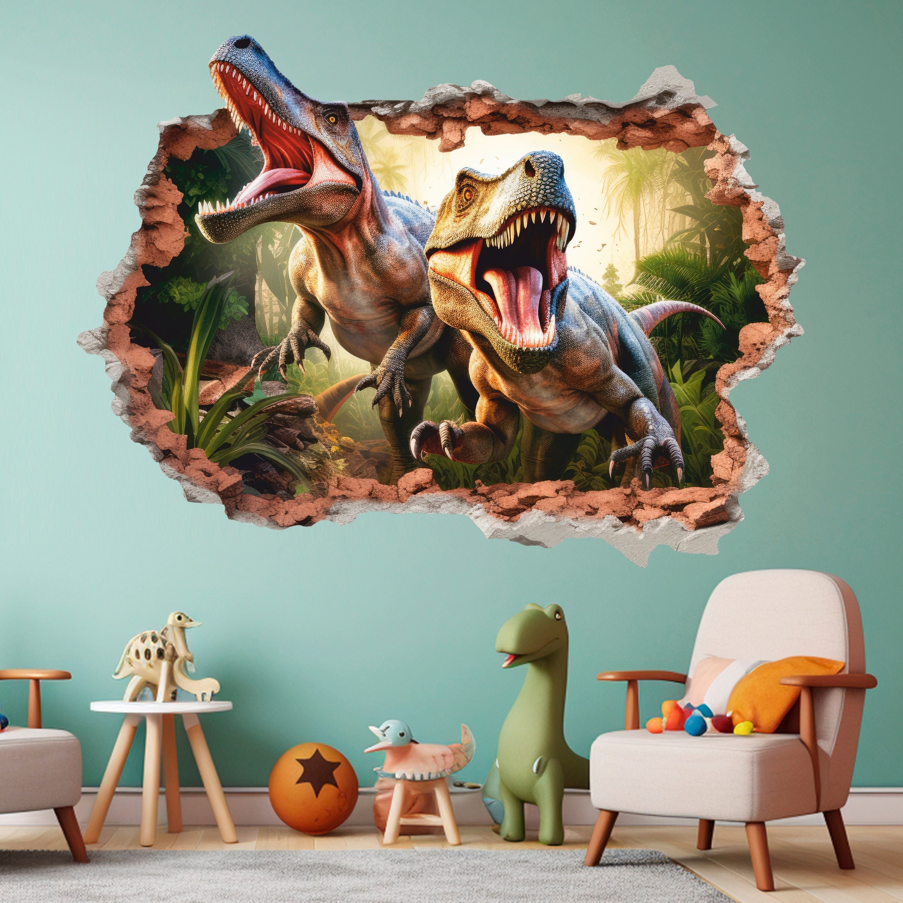 Dinosaurs Wall Sticker Dinosaur World Wall Decal Peel and - Etsy