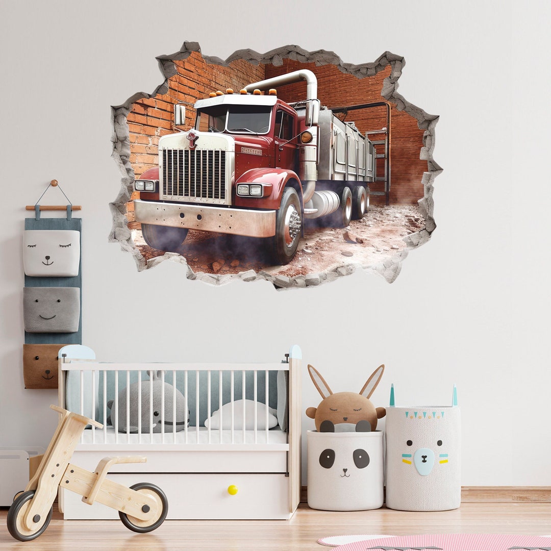 Truck Wall Sticker, Big Truck Wall Decal, Transport, Peel and Stick ...