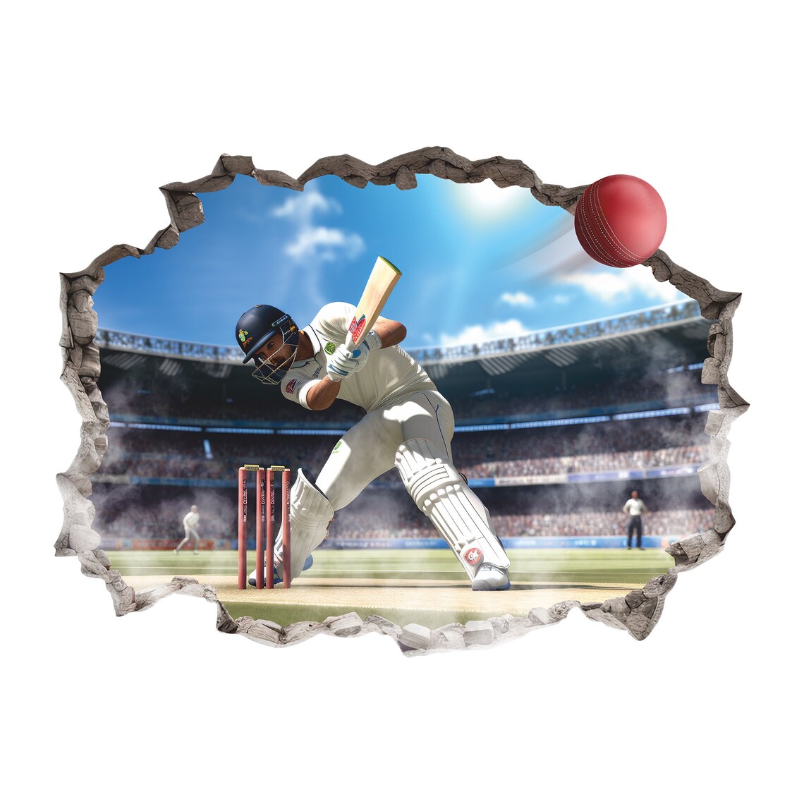 Cricket Wall Sticker, Cricket Field Wall Decal, Cricket Player, Peel ...