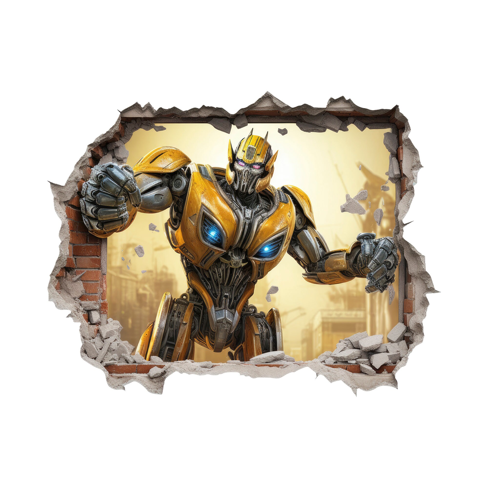 Transformer Wall Sticker, Machine Wall Decal, Peel and Stick, Robot ...