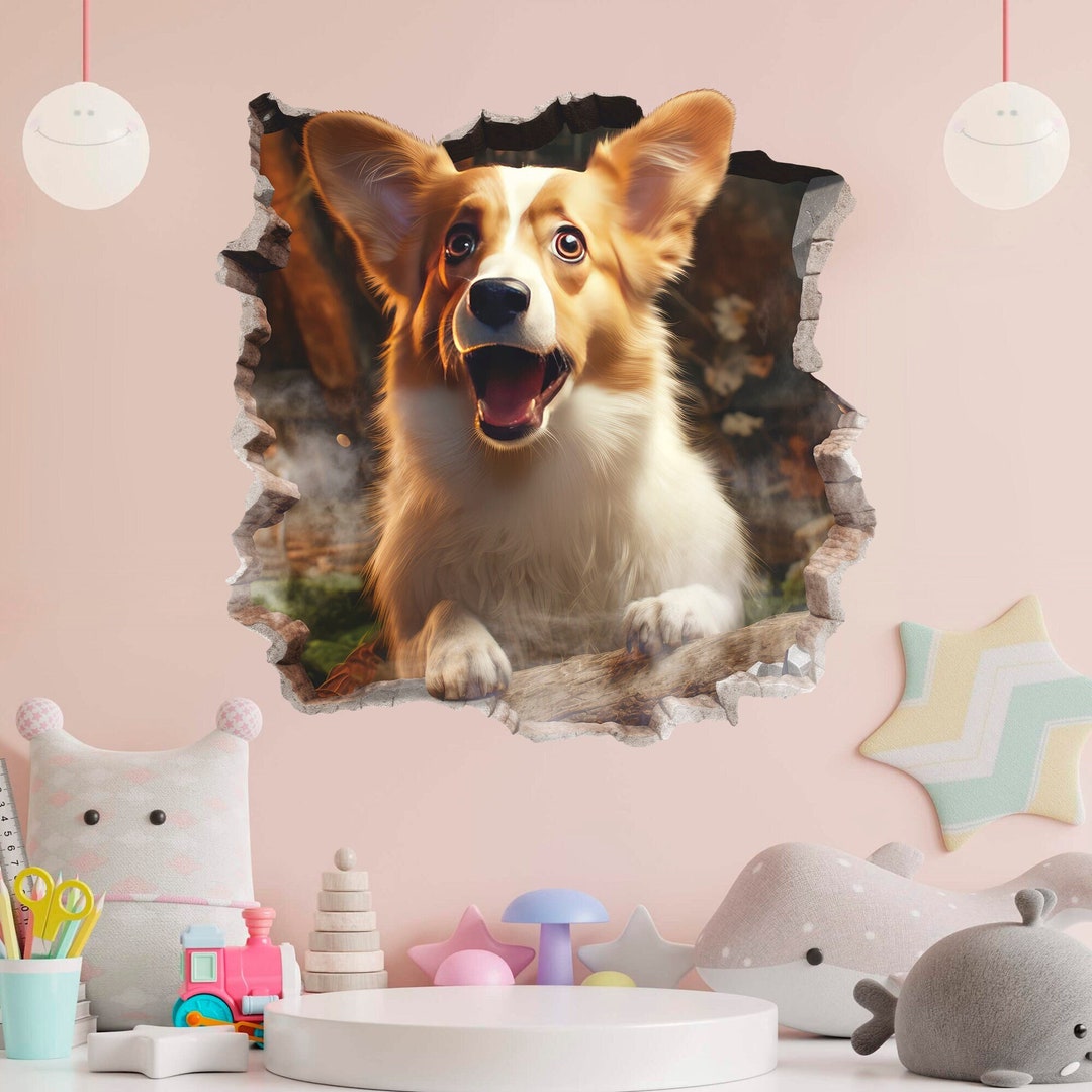 Corgi Wall Sticker, Dog Wall Decal, Peel and Stick, Wall Tattoo, Pet ...