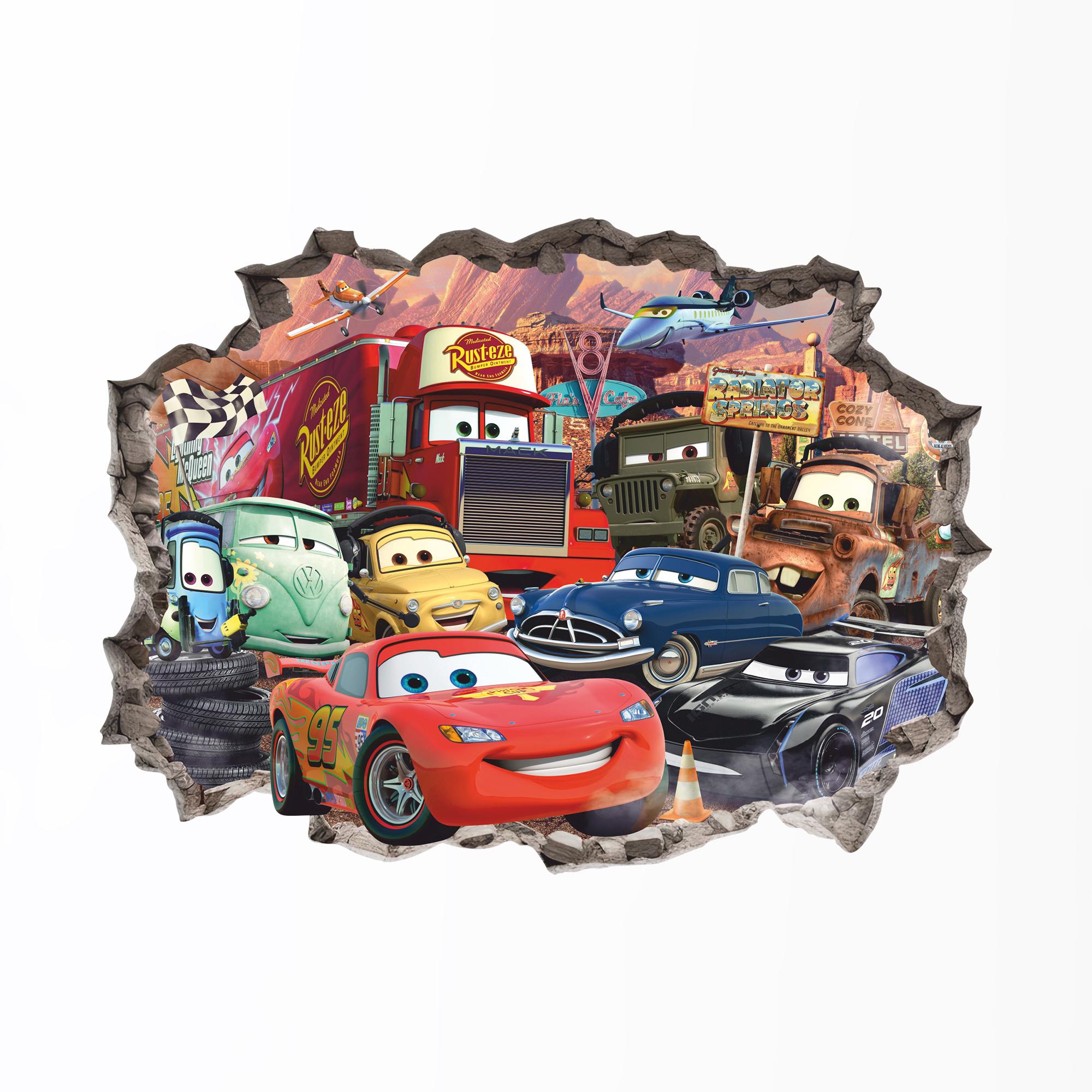 Cartoon Wall Sticker, Race Wall Decal, Peel and Stick, Car, Road, Wall ...