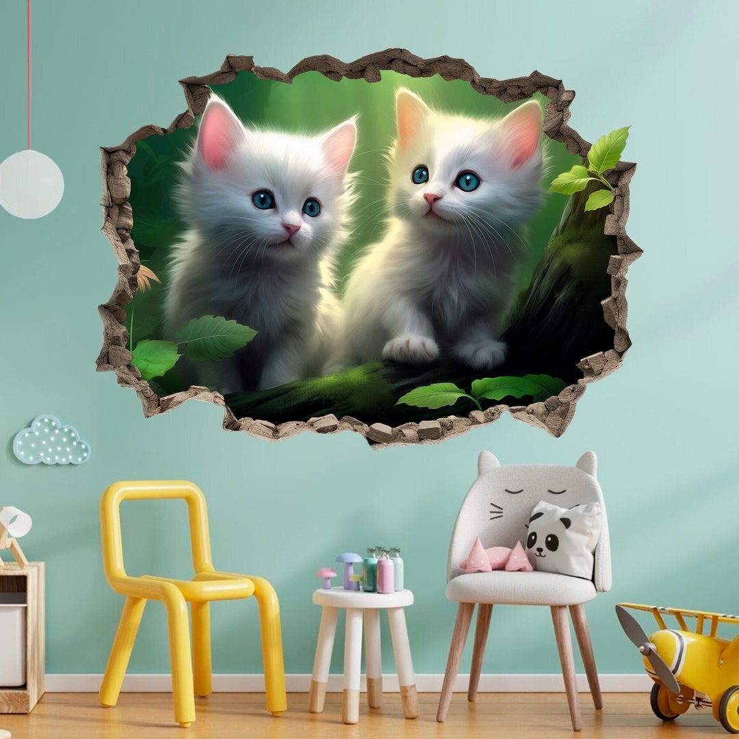 Kittens Wall Sticker, Cats Wall Decal, Peel and Stick, Wall Tattoo, Pet ...