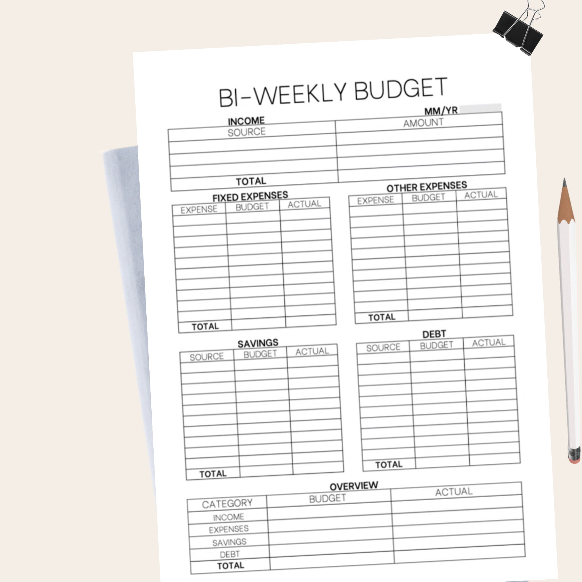 For Recession-proof Life Bi-weekly Budget Planner Printable Budget ...