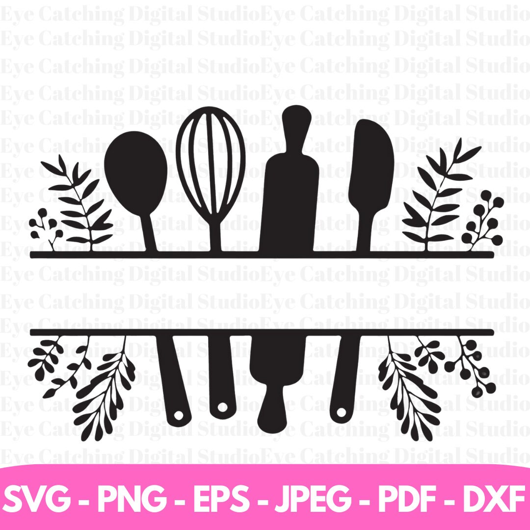 Kitchen Split Frame SVG, Kitchen Monogram Svg, Flourish Kitchen SVG ...