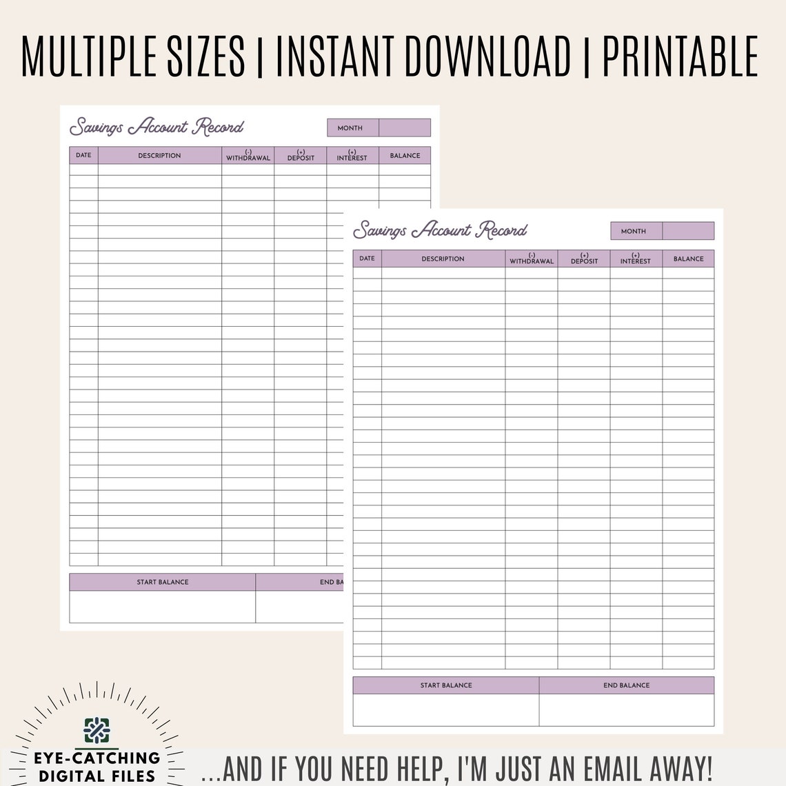 LARGER Bank Balance Sheet Printable Savings Account Sheet - Etsy LARGER Bank Balance Sheet Printable Savings Account Sheet - Etsy