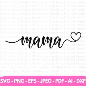 Mama Heart SVG PNG, Mama With Heart Svg, Mother's Day Svg, Mama Svg ...