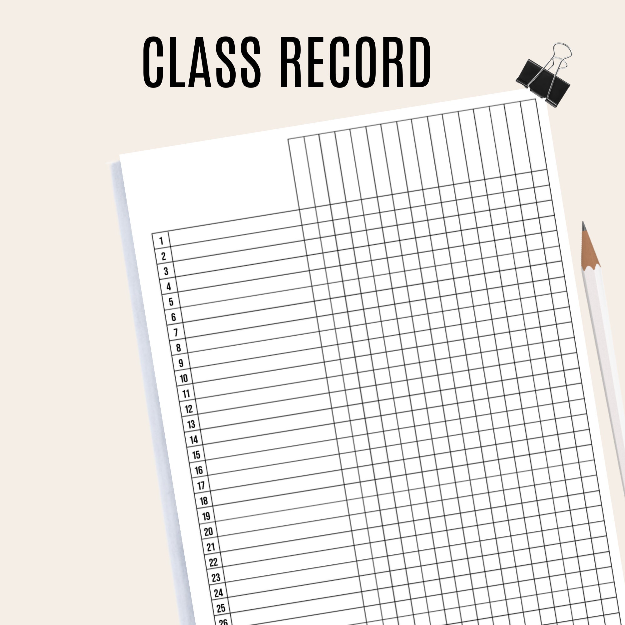 Class Record Printable Templates A4, A5, Letter Size PDF Files for ...