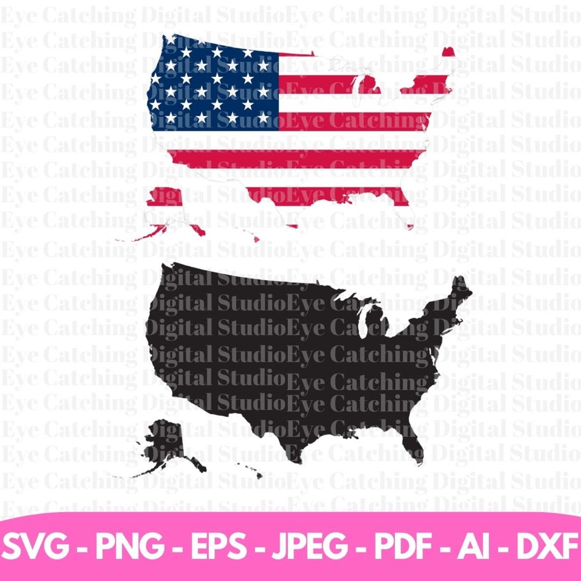 USA Map Svg Silhouette Clipart, USA Map Without States and With States ...