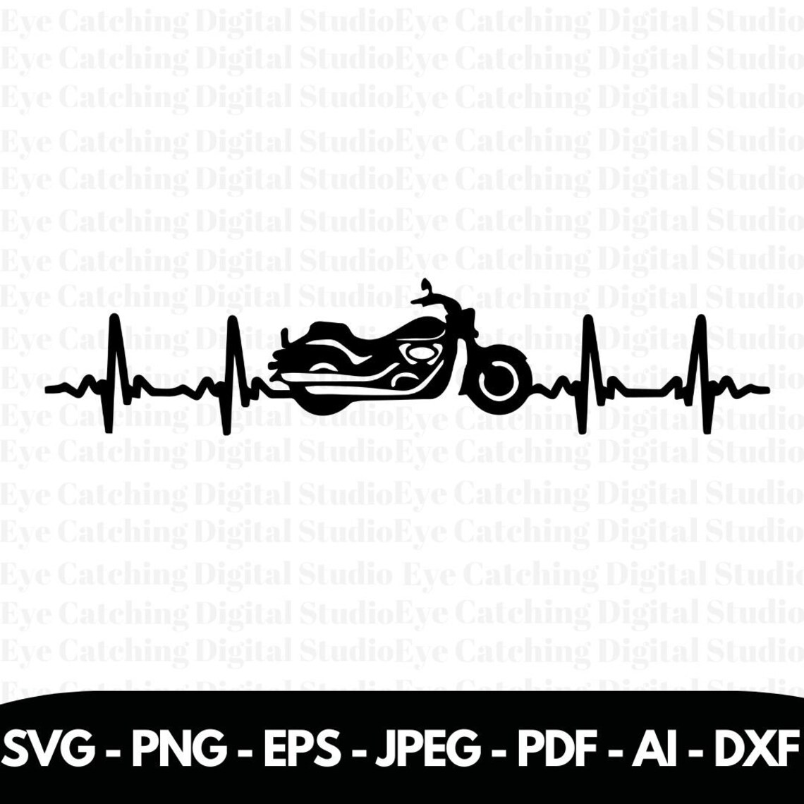 Motorcycle EKG SVG, Motorbike EKG Svg, Motorcycle Heartbeat Svg ...