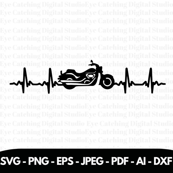 Motorcycle Heartbeat Svg - Etsy