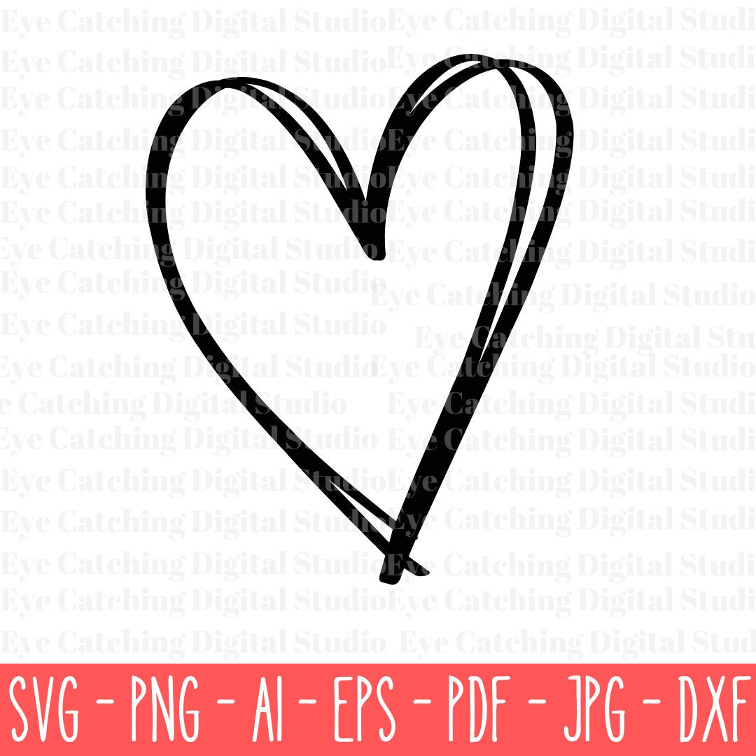 Hand Drawn Heart, Hand Lettered Heart SVG, Heart SVG, Cute Heart SVG ...