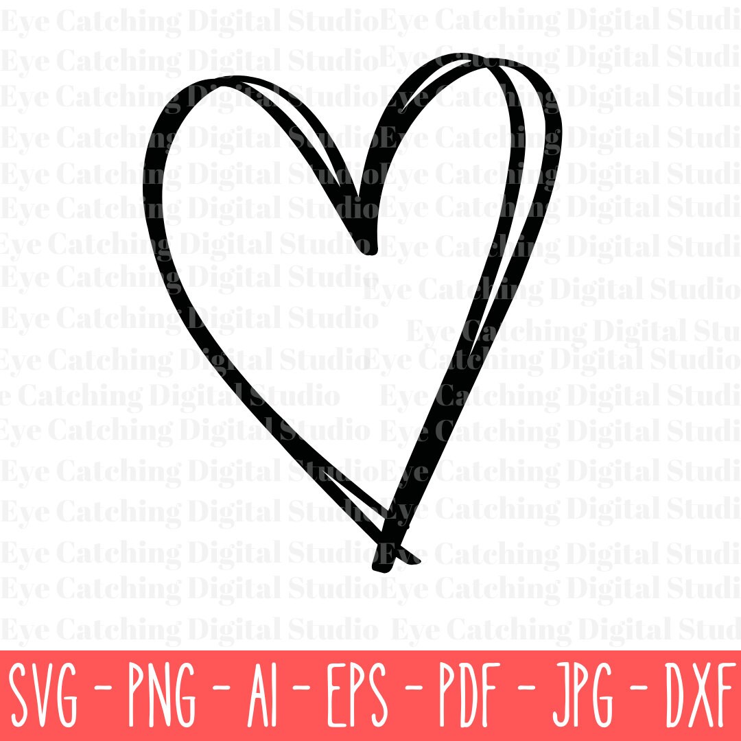 Hand Drawn Heart, Hand Lettered Heart SVG, Heart SVG, Cute Heart SVG ...