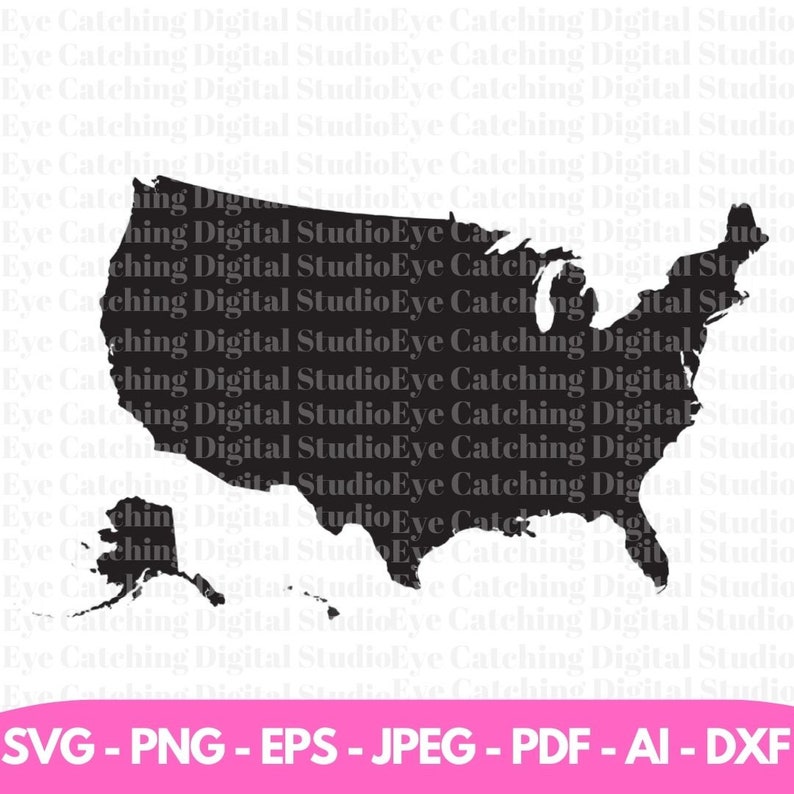 USA Map Svg Silhouette Clipart, USA Map Without States and With States ...