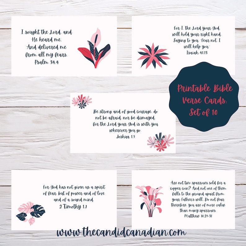 Printable Bible Verse Cards: 10 Verses for When You’re Afraid - Etsy