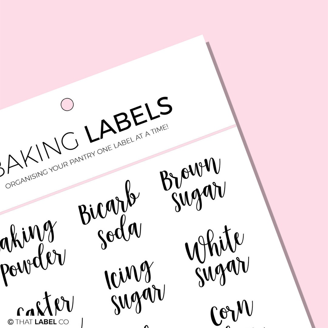 Baking Pantry Organisation Stickers Cursive Font - Etsy