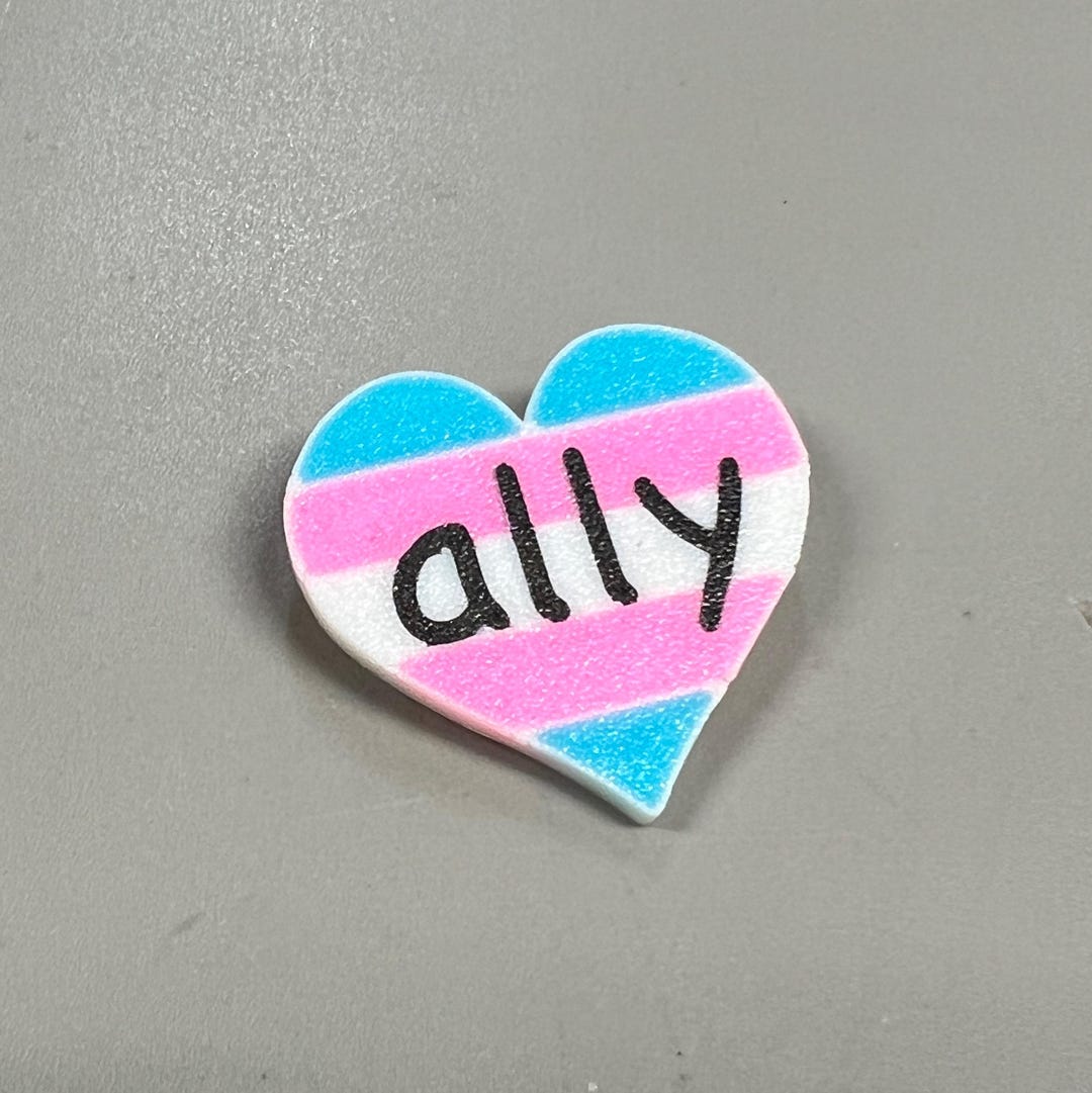 Trans Flag Heart Pin Badge Brooch 3D Printed - Etsy