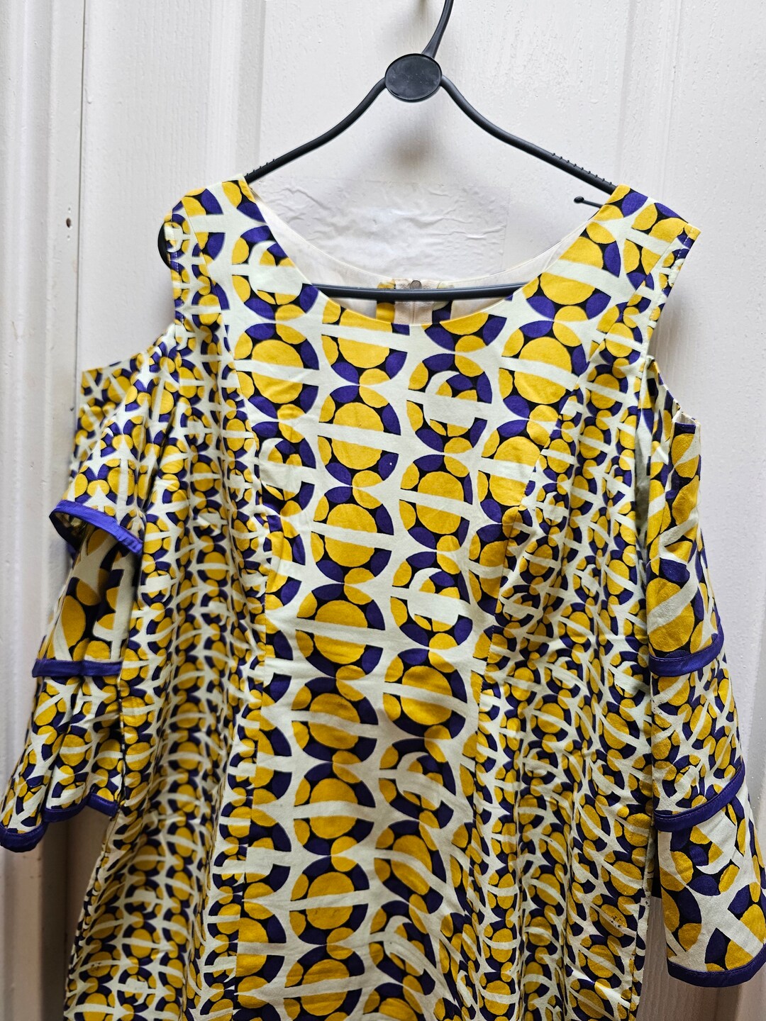 African Ladies Ankara Yellow Combi Dress Boubou Kaftan Gown - UK SIZE ...