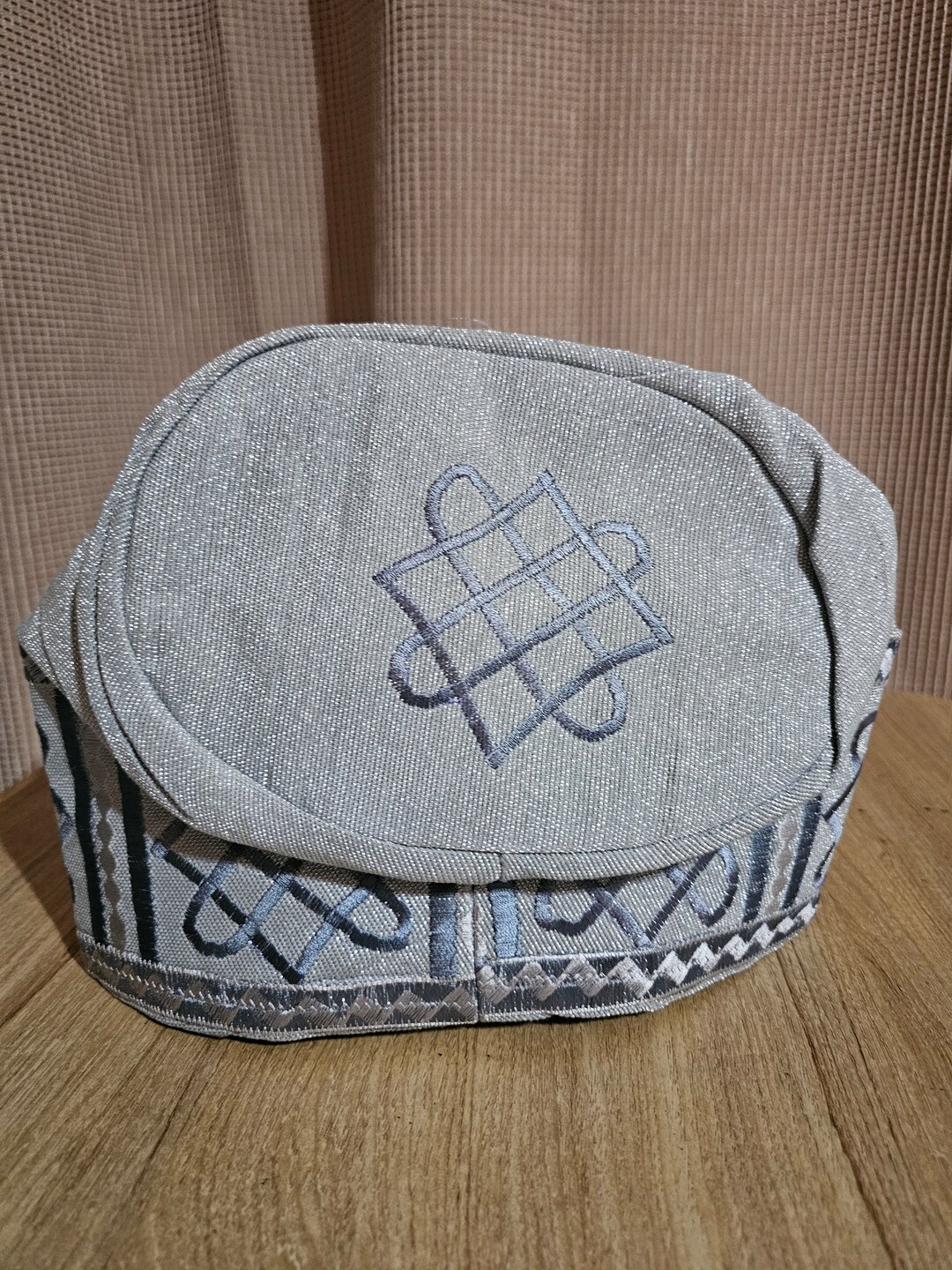 New Nigeria Men's Silver Aso Oke With Grey Embroidery Fila/cap - Etsy