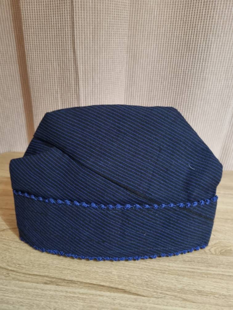 New Nigeria Aso Oke "etu" Navy Blue Embroidered Fila/cap for Men - Etsy
